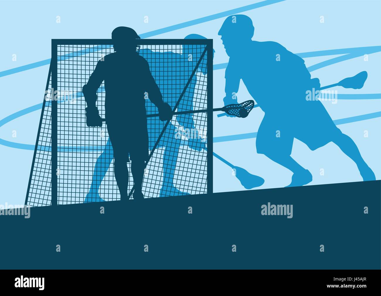 Lacrosse player in protective gear teamwork sport vector background ...