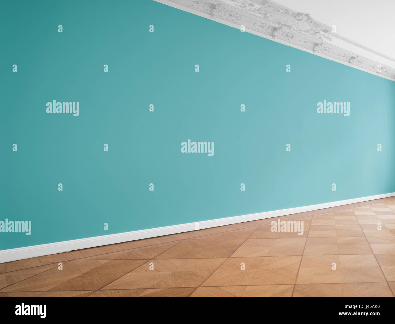 wall background in empty room with wooden floor Stock Photo - Alamy