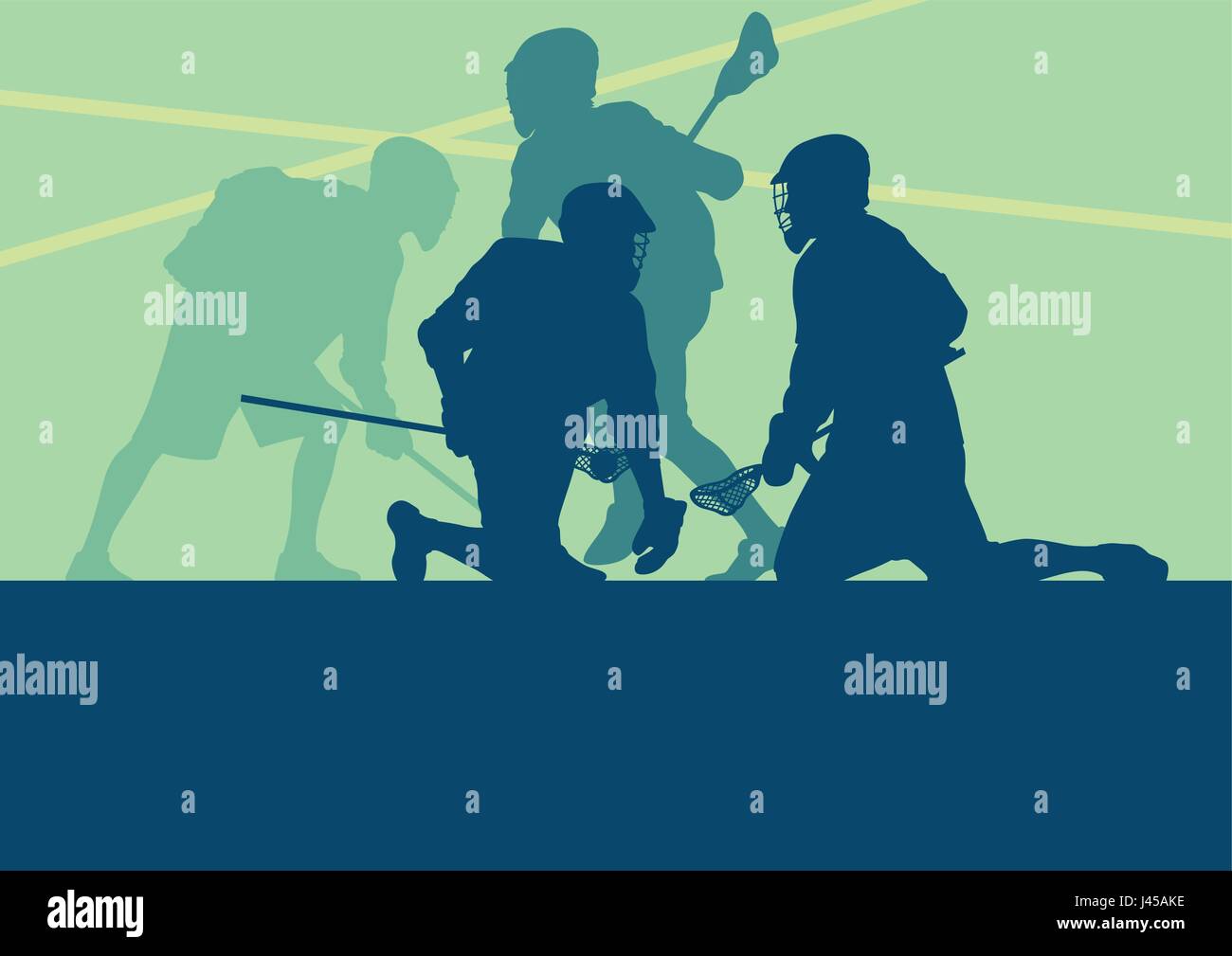 Lacrosse player in protective gear teamwork sport vector background ...