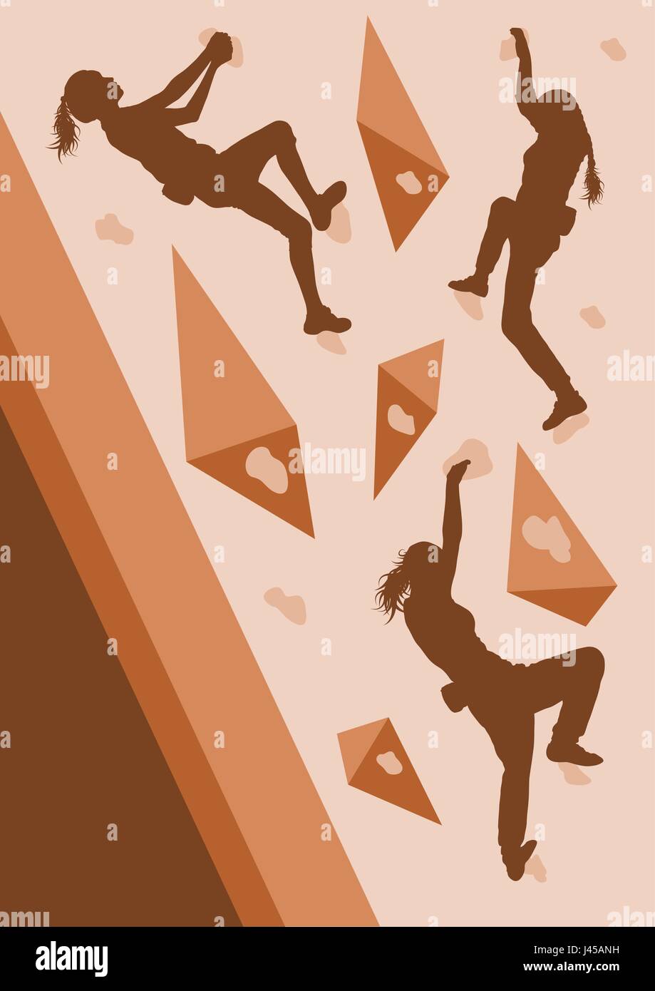 Girl rock climbing vector background abstract poster Stock Vector Image ...