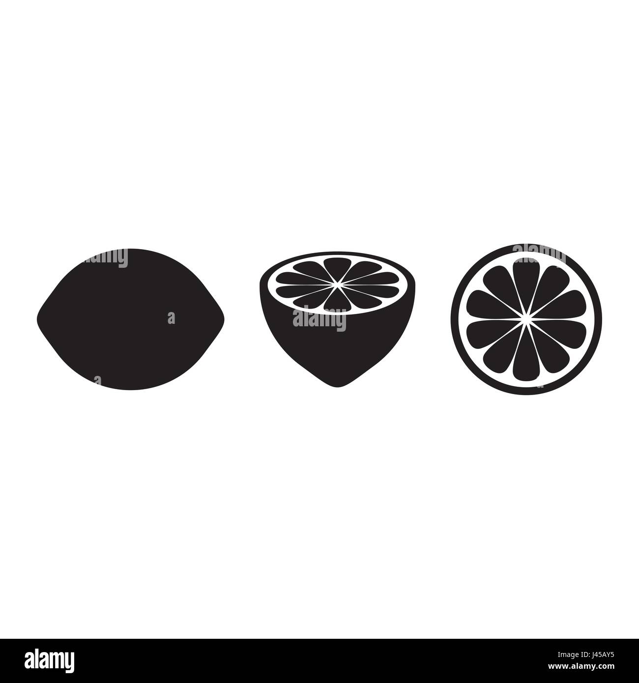 Three black vector lemon icons isolated on white Stock Vector Image ...