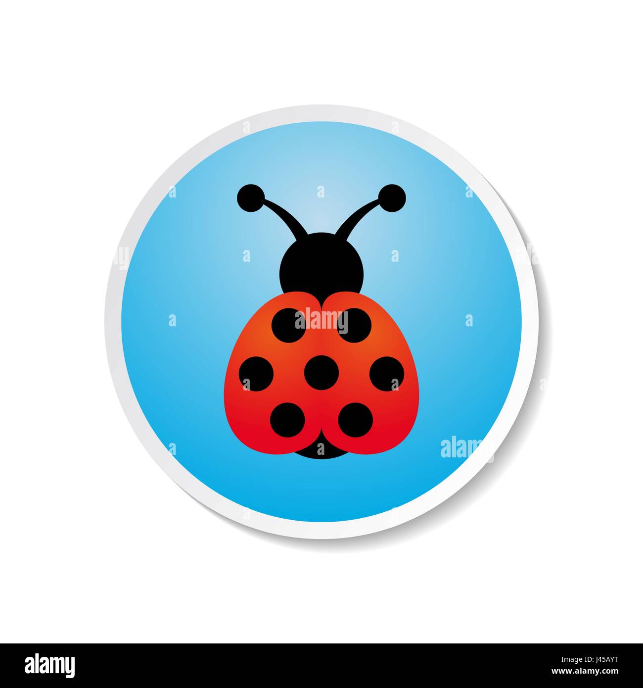 Cute colorful vector ladybird icon on blue label Stock Vector Image ...