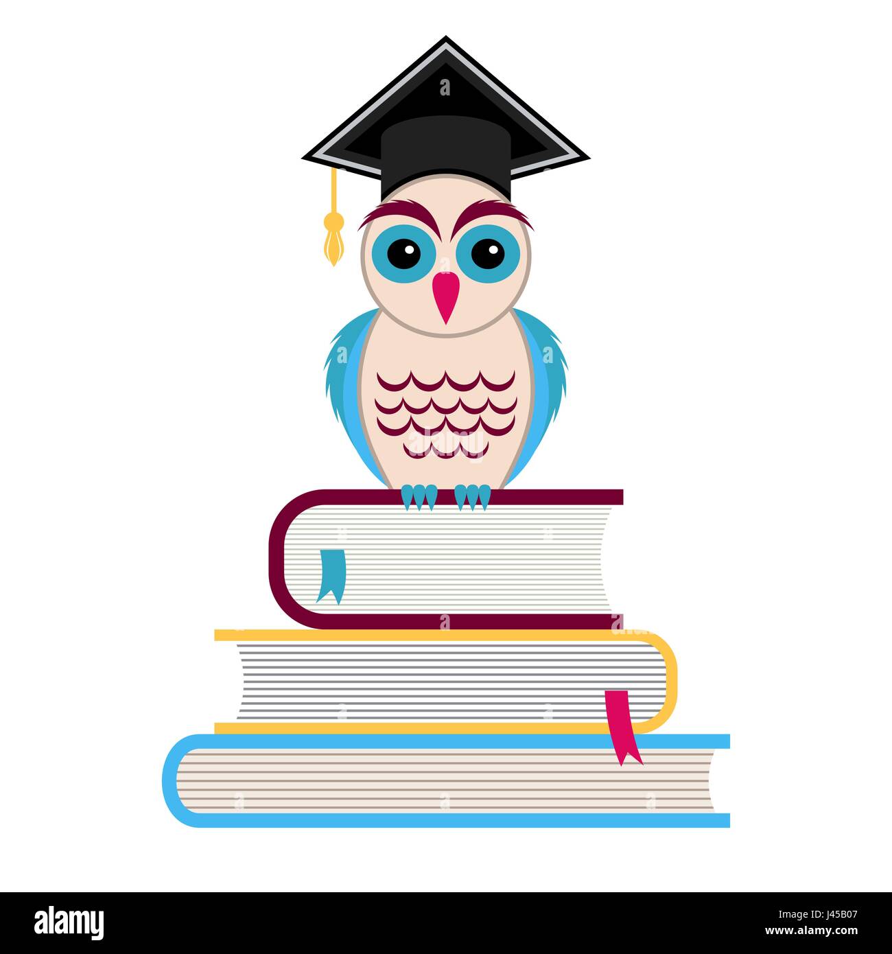 Owl sitting books education Stock Vector Images - Alamy