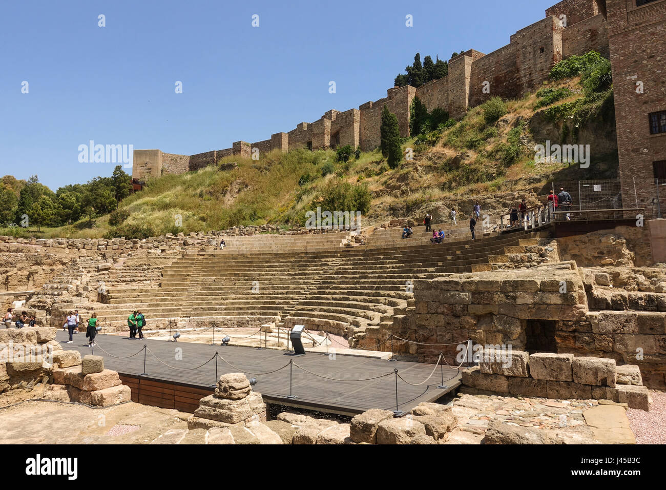 Malaga Spain. Malaga Alcazaba. Ancient Roman amphitheater with Alcazaba ...
