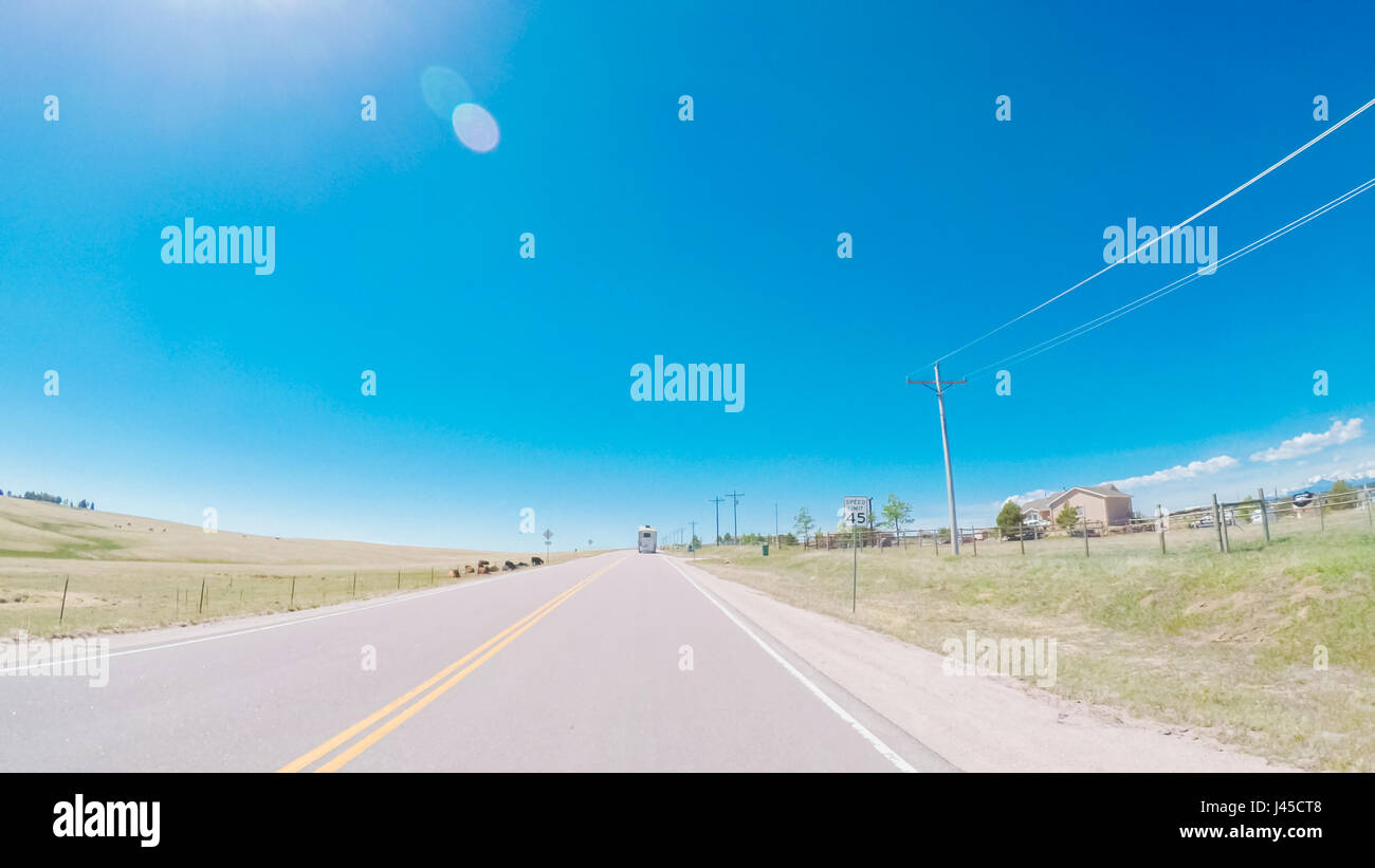 POV point of view - Driving through countryside in Eastern Colorado ...