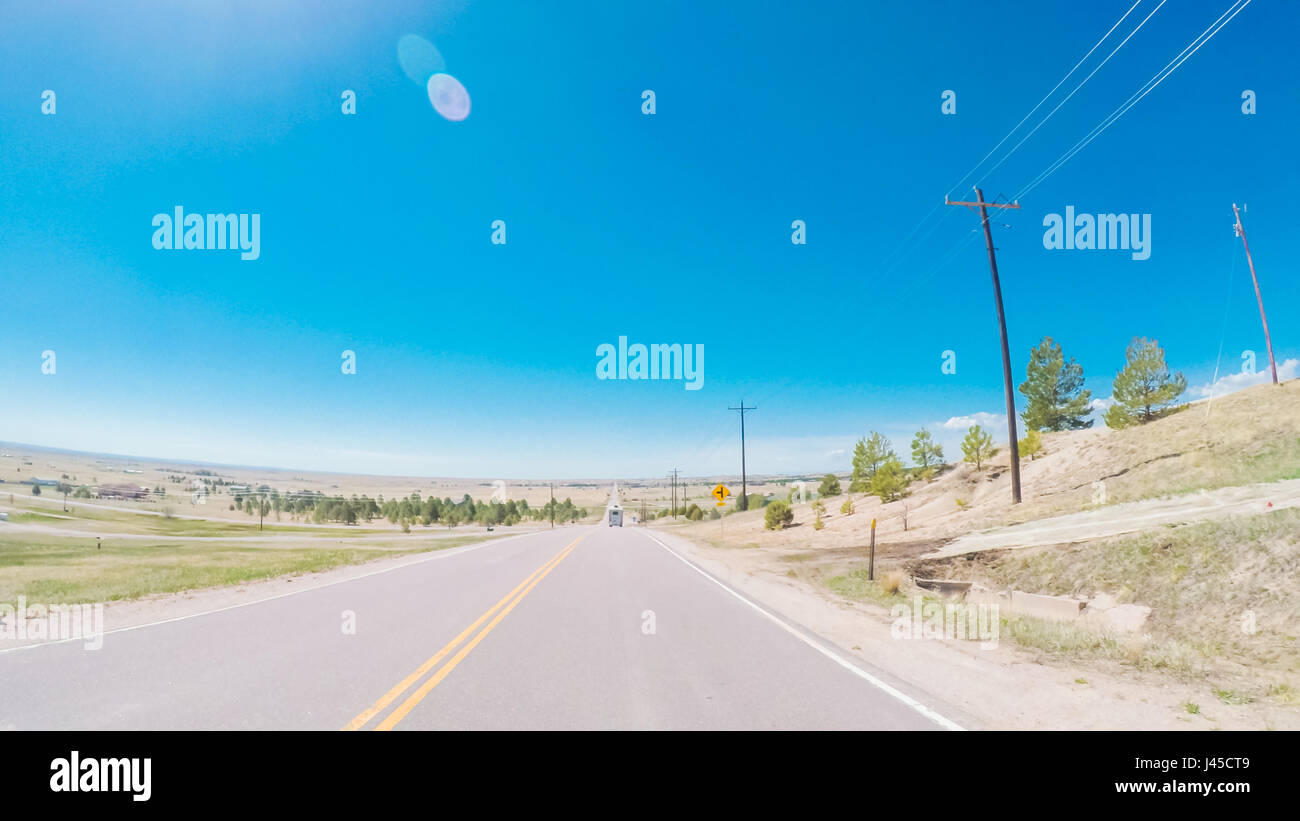 POV point of view - Driving through countryside in Eastern Colorado ...