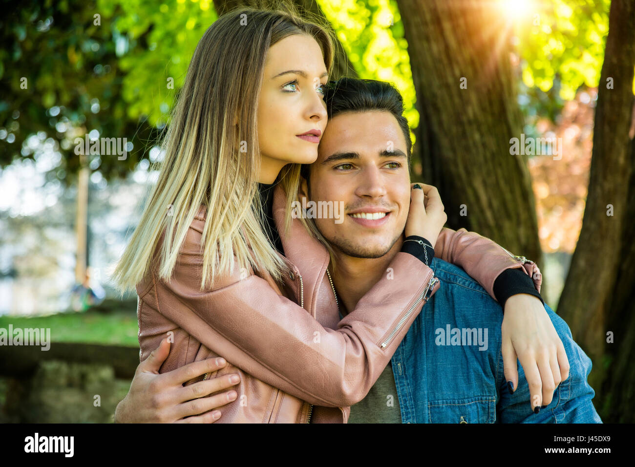 Boyfriend and girlfriend standing showing romantic love Stock Photo - Alamy