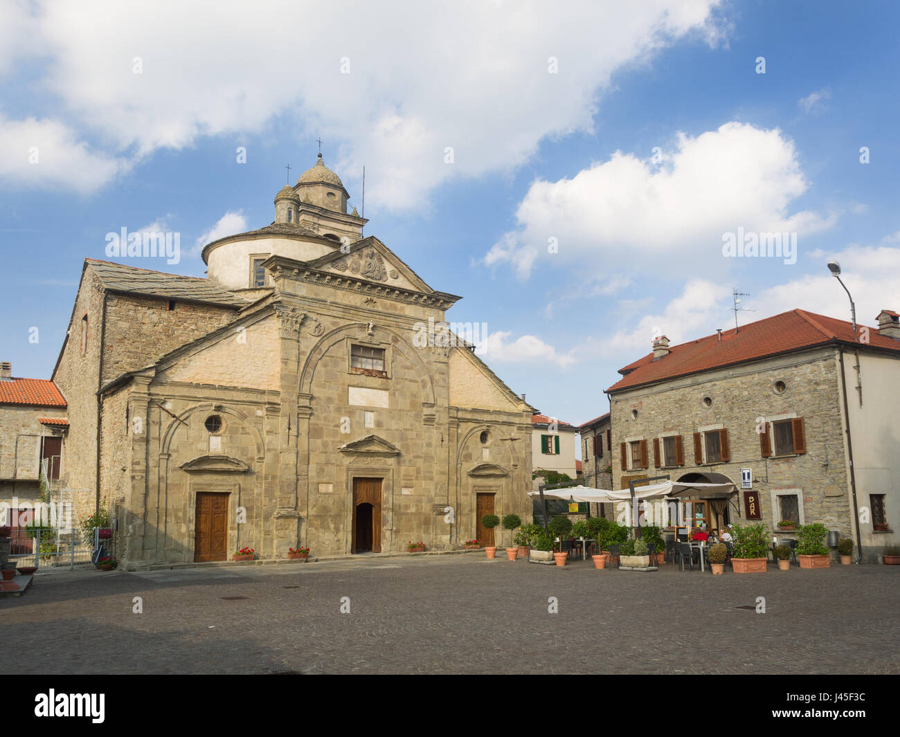 Roccaverano main square with limestone pavement "pavè". Santa Maria ...