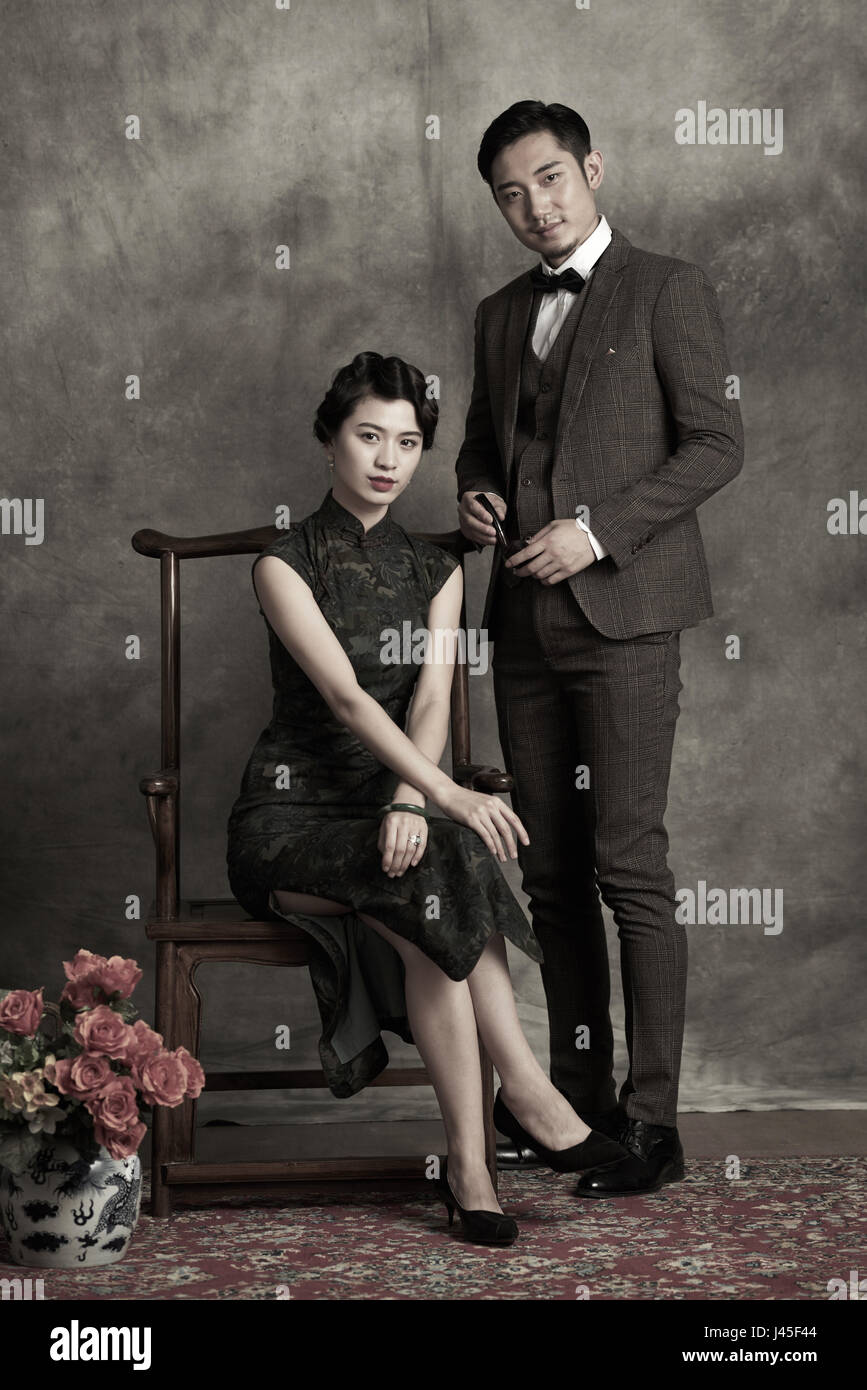 The classical gentleman and the beautiful woman Stock Photo - Alamy