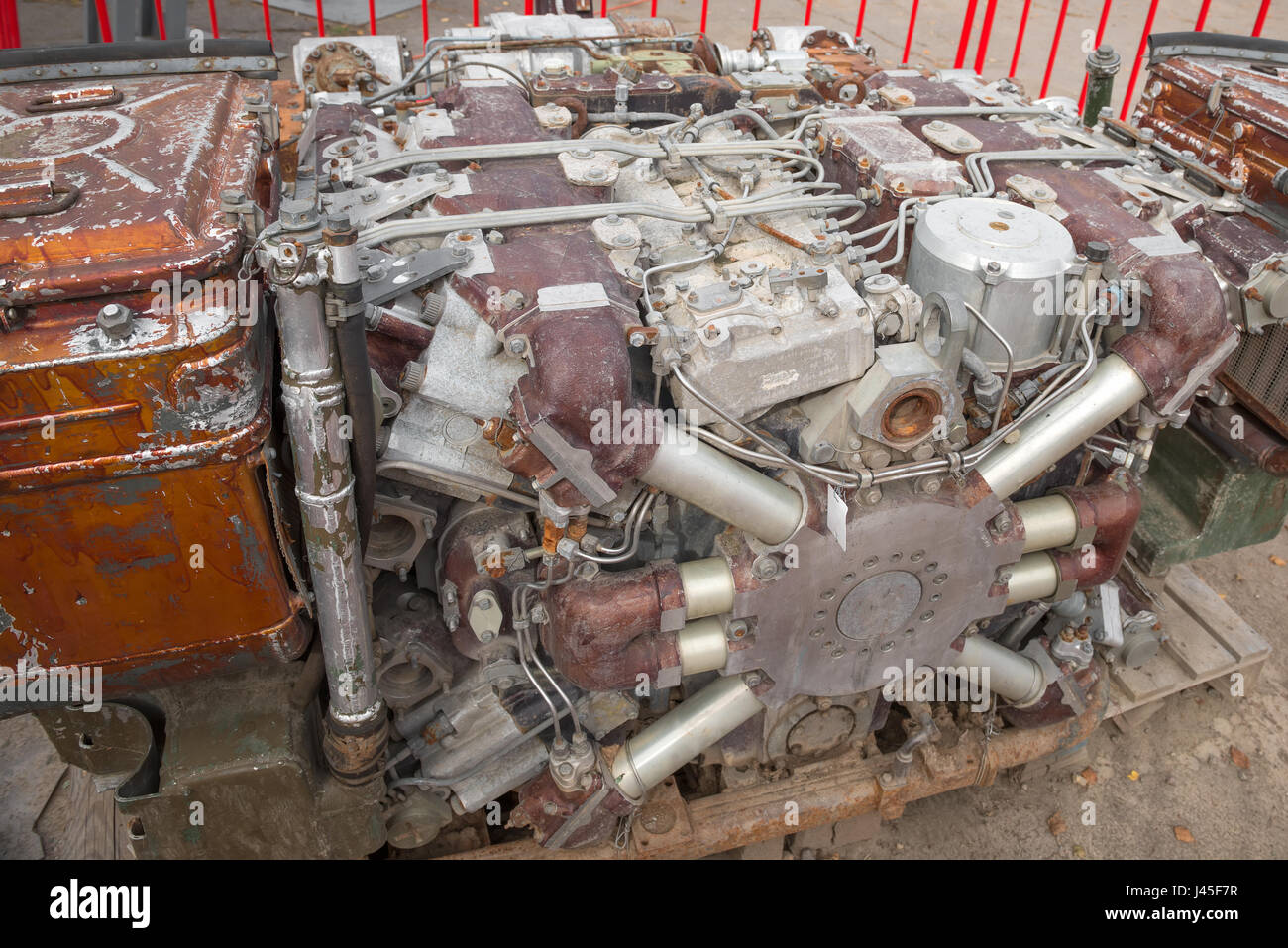 Engine details in perspective. Diesel engine. Motor truck background ...