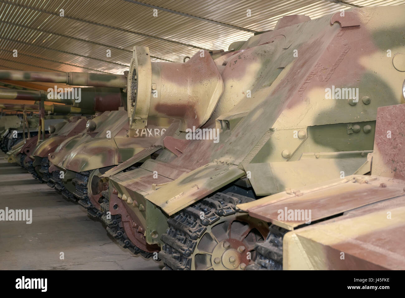 MOSCOW REGION, RUSSIA - SEPTEMBER 01, 2015: Old 380 mm. assault mortar ...