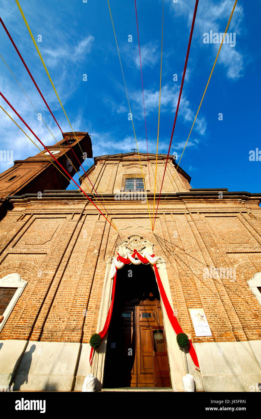 church in the samarate closed brick tower sidewalk italy lombardy old ...