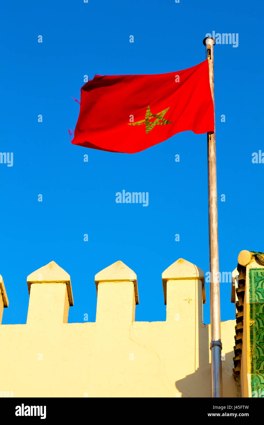 waving flag in the blue sky tunisia colour and wave battlements Stock ...