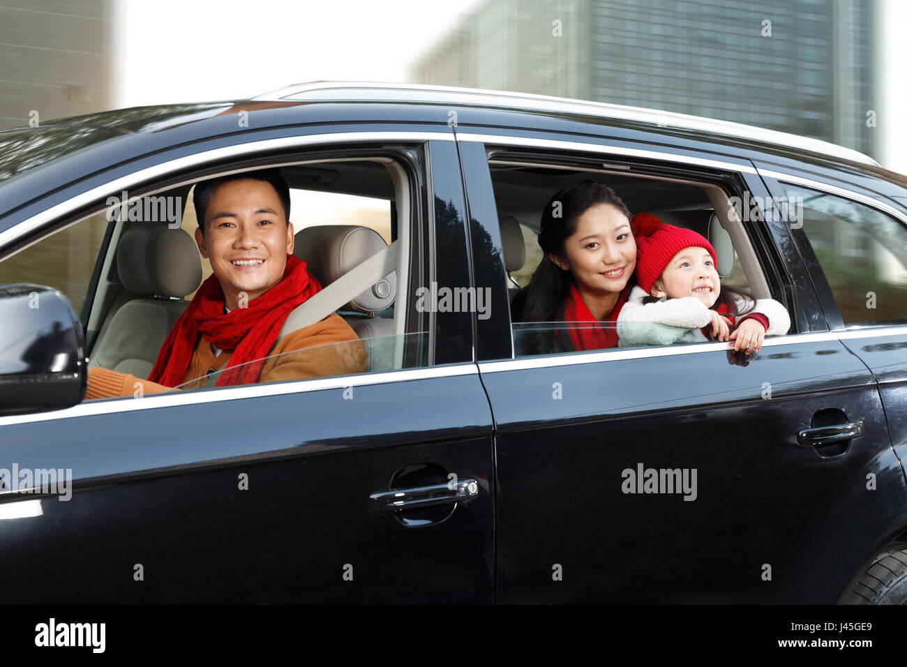 Asian family drive car hi-res stock photography and images - Alamy