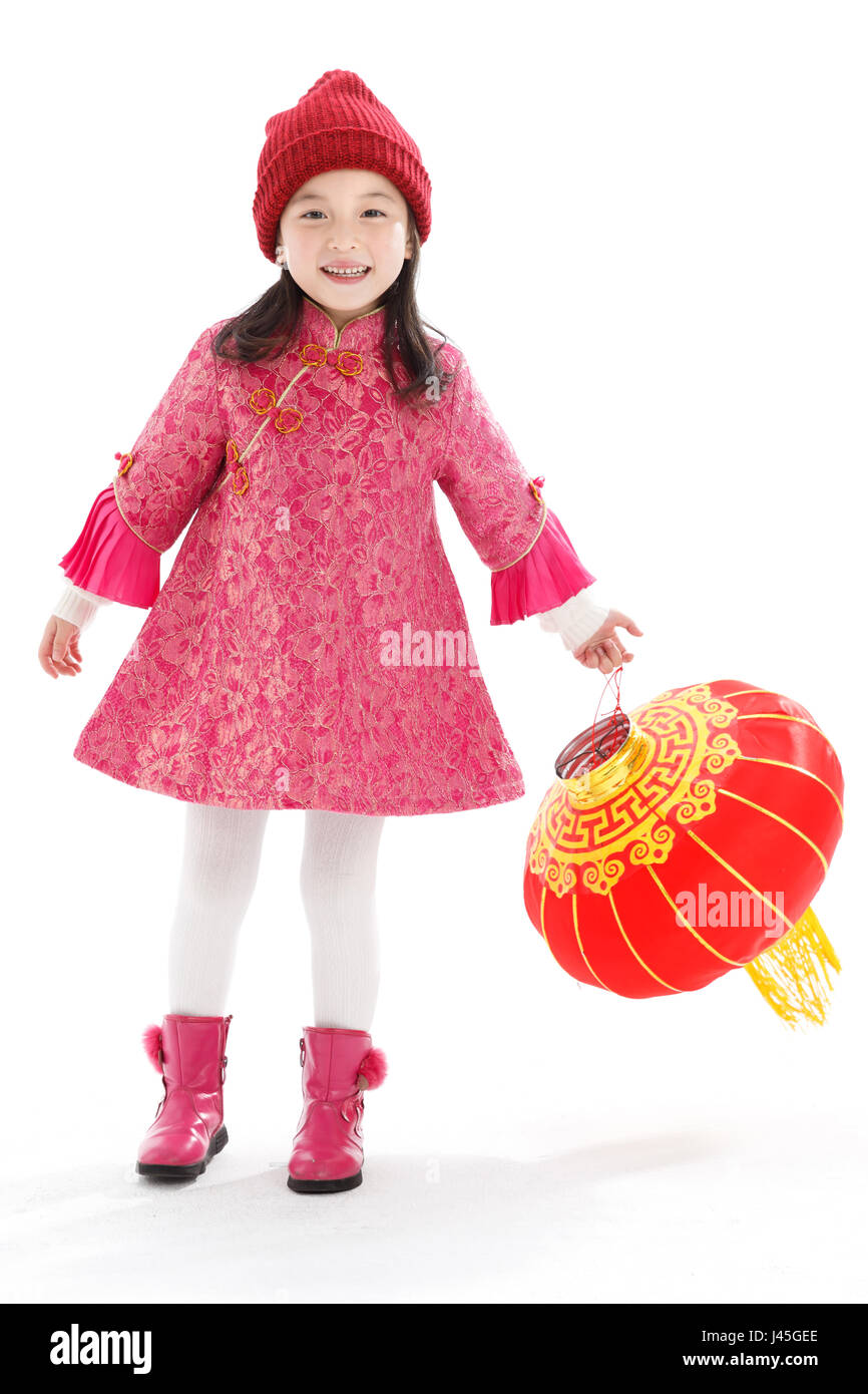 Cute little girl with a lantern Stock Photo - Alamy