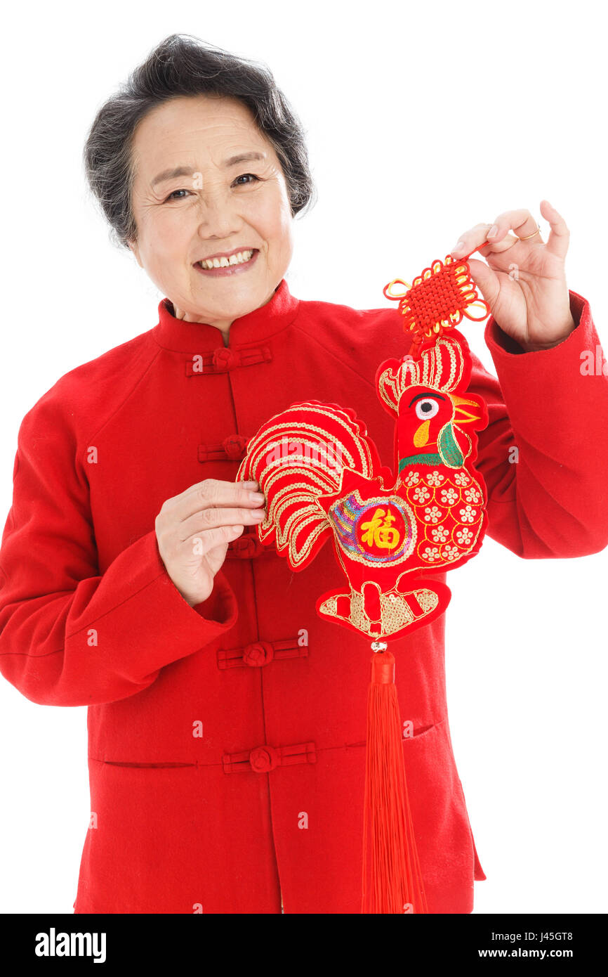 The old woman celebrates the Spring Festival Stock Photo - Alamy