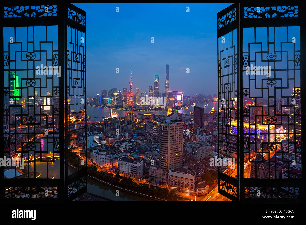 The night view of Shanghai City Stock Photo - Alamy