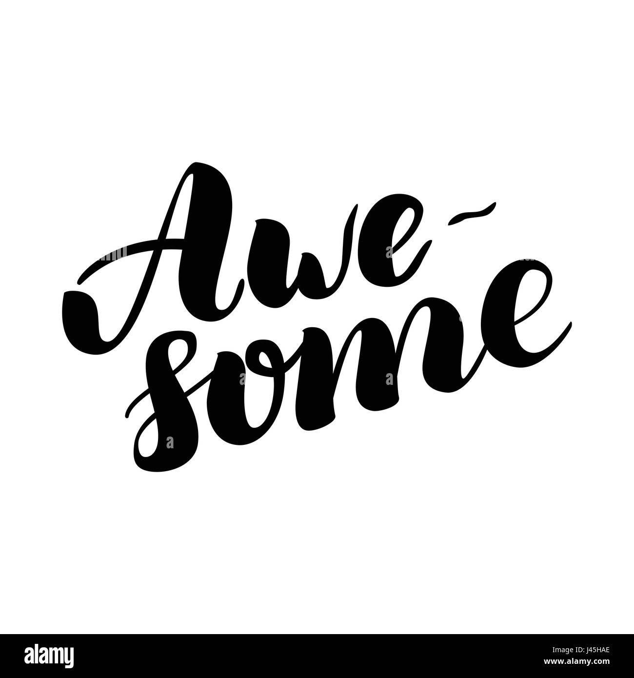 Awesome hand written lettering word black letters isolated on white ...