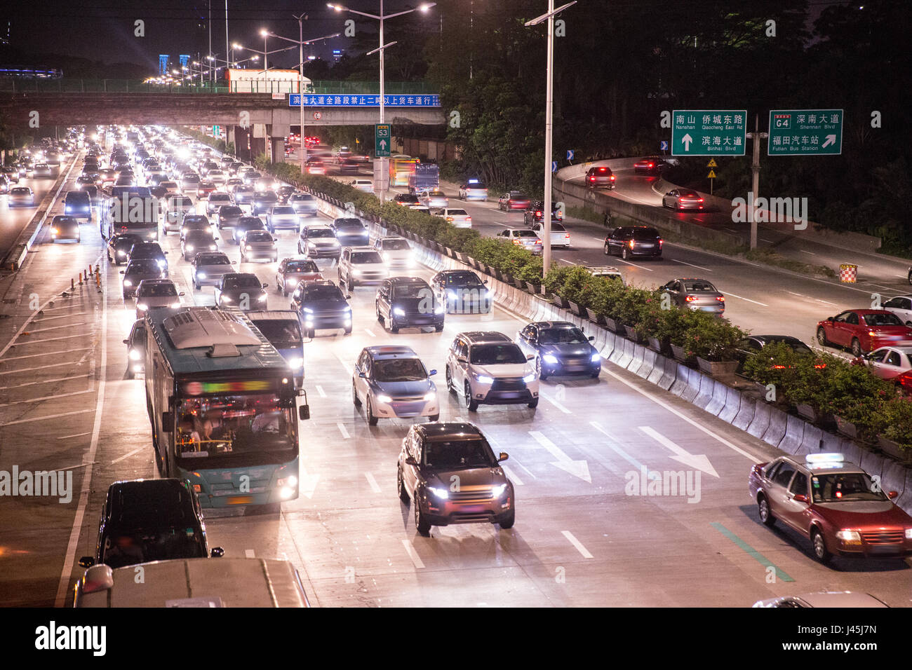 Night illuminated shenzhen traffic street hi-res stock photography and ...