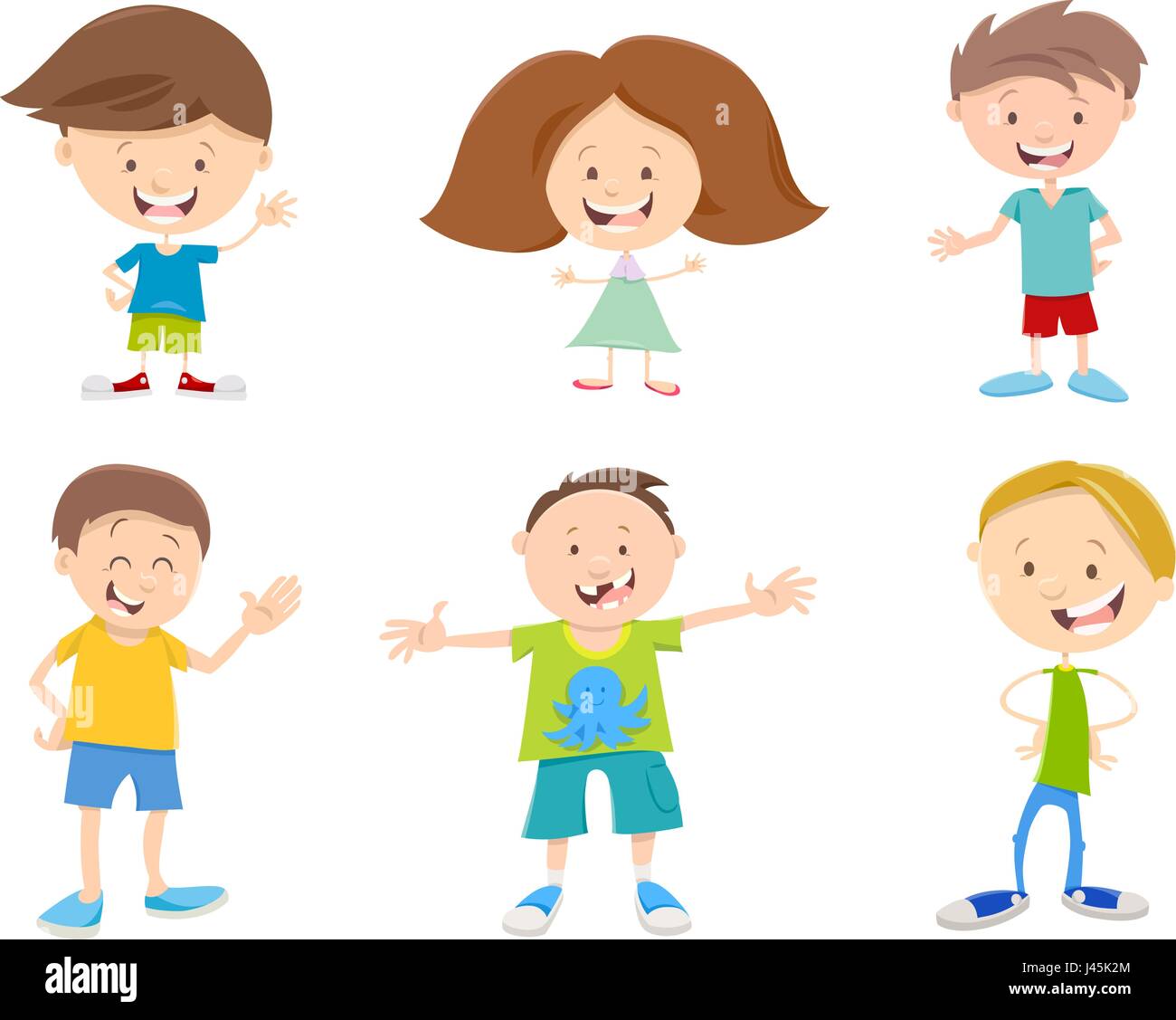 Cartoon Illustration of Happy Children Characters Set Stock Vector ...