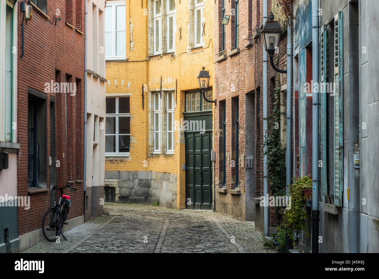 Cobbled street in Patershol district, Ghent, East Flanders, Belgium ...