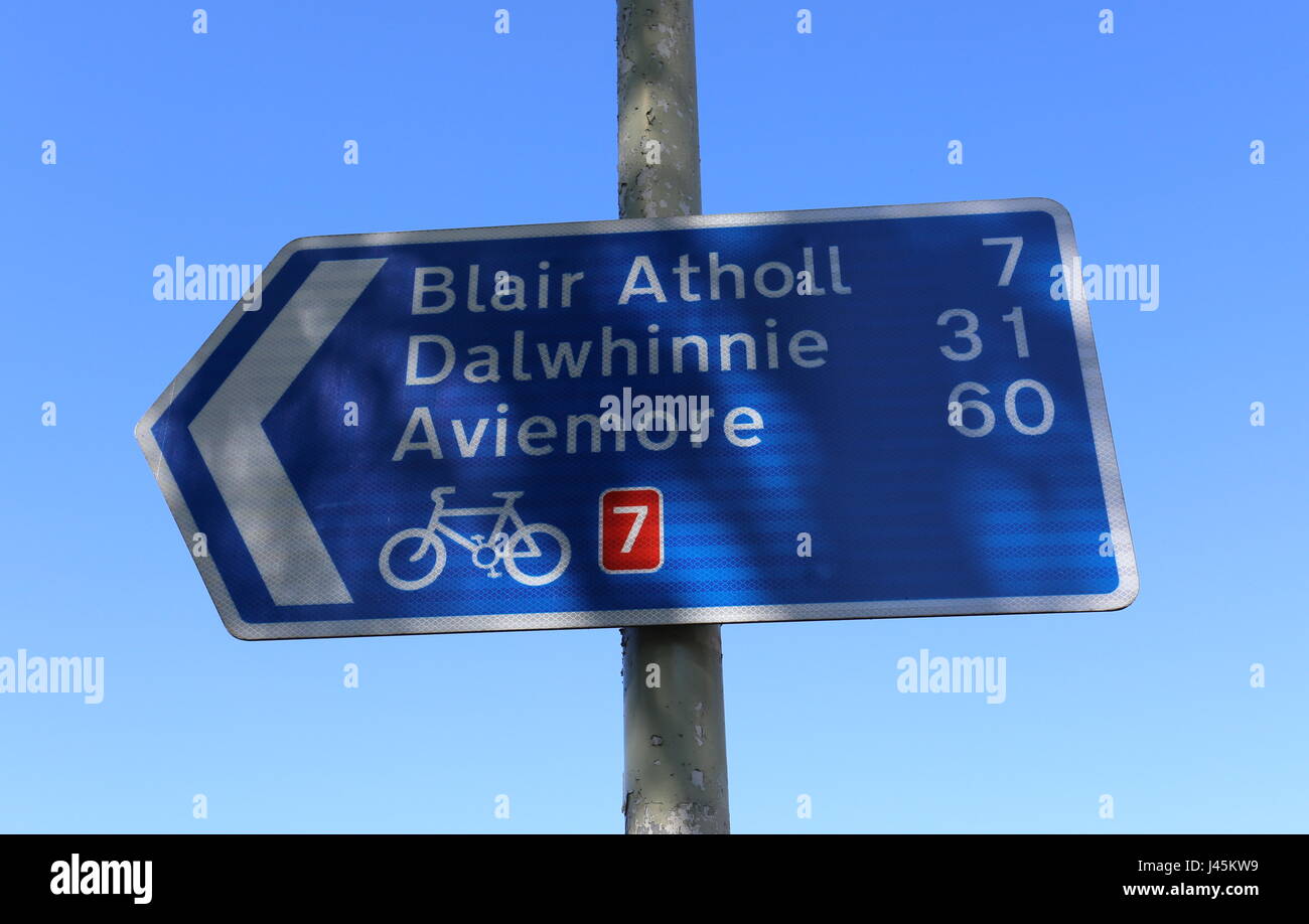 Cycle Route Sign Pitlochry Scotland May 2017 Stock Photo - Alamy