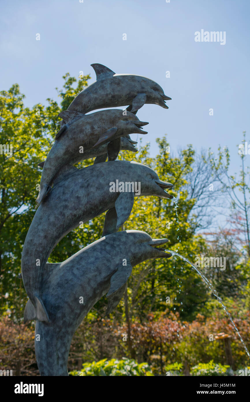 Dolphin Water Fountain Stock Photo - Alamy