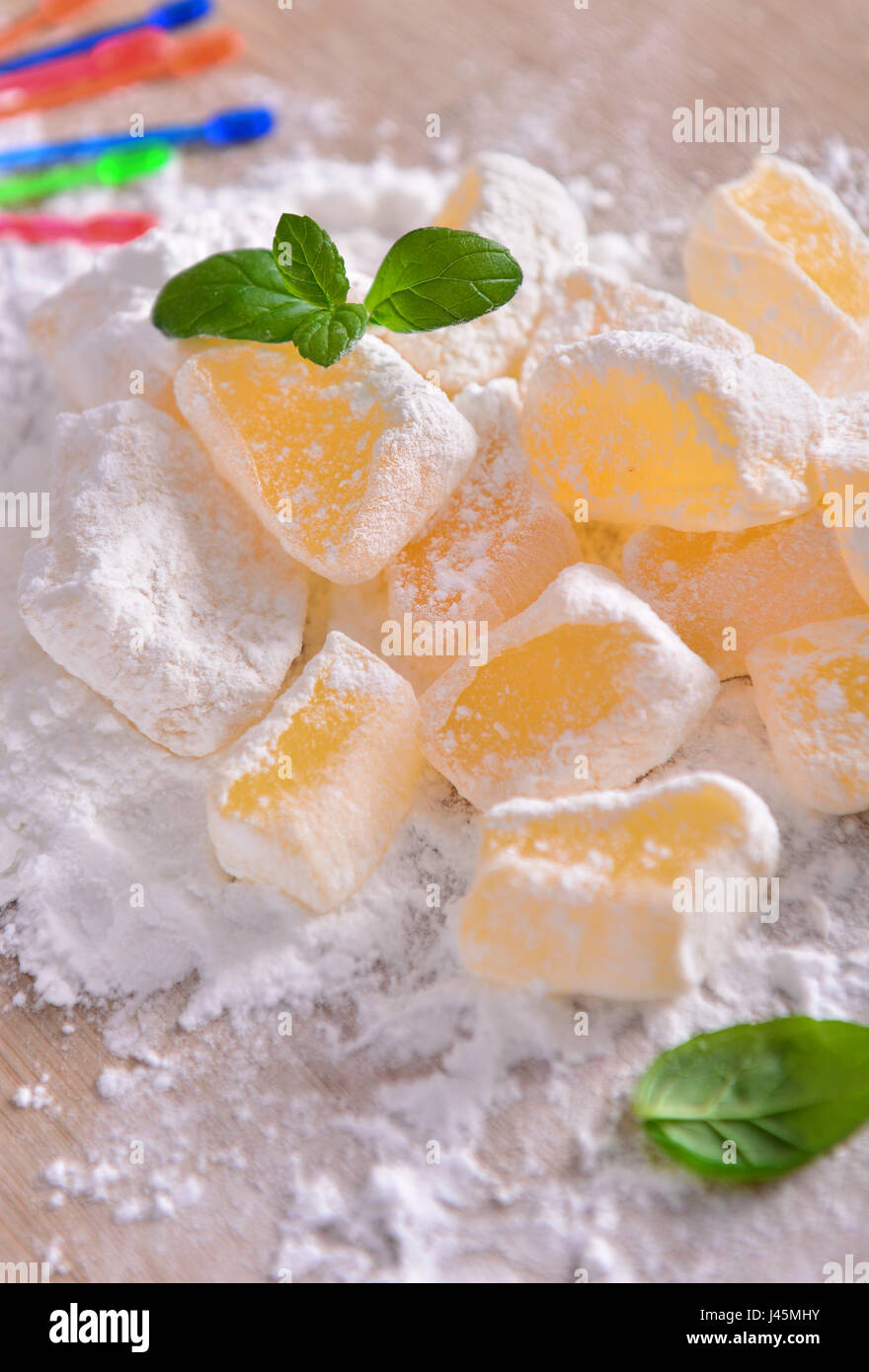 Traditional greek or turkish sweet delight - Loukoumi Stock Photo - Alamy