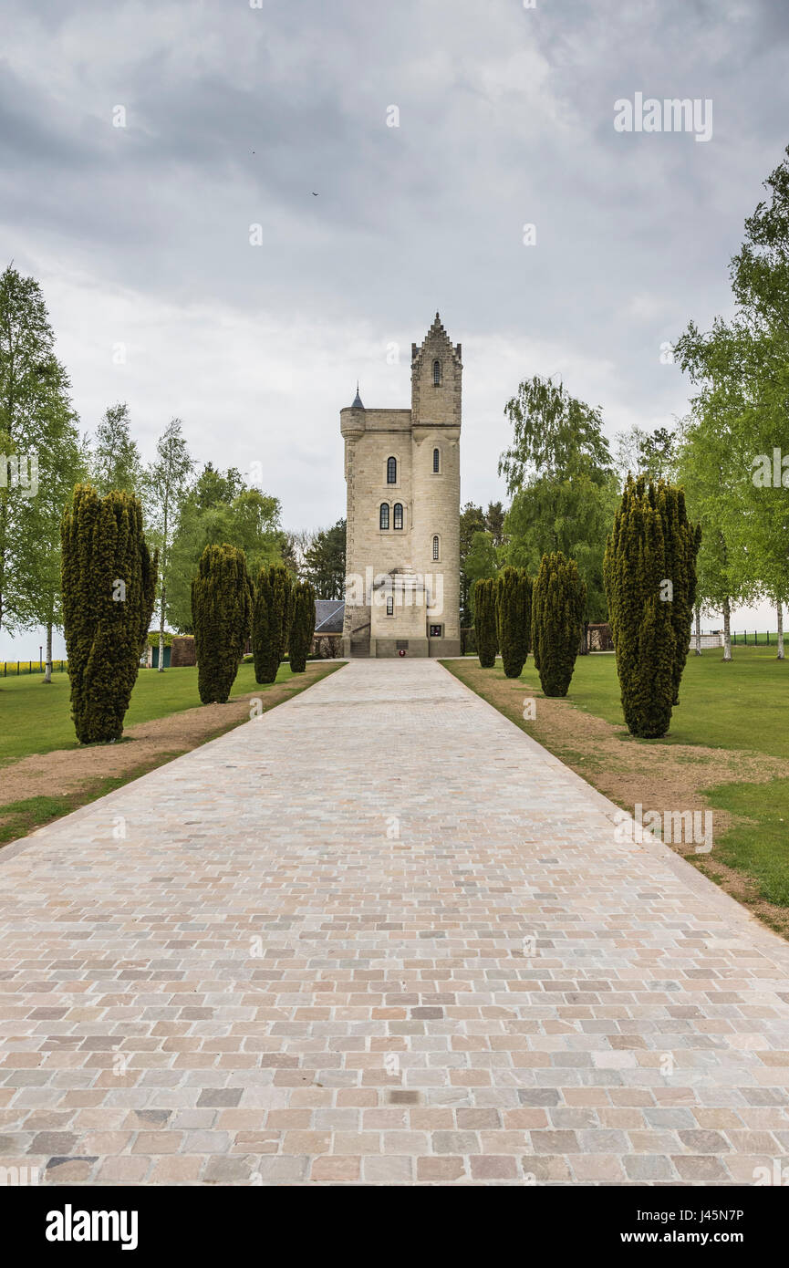 Ulster Tower at Thiepval on the Somme Battlefield of Northern France ...