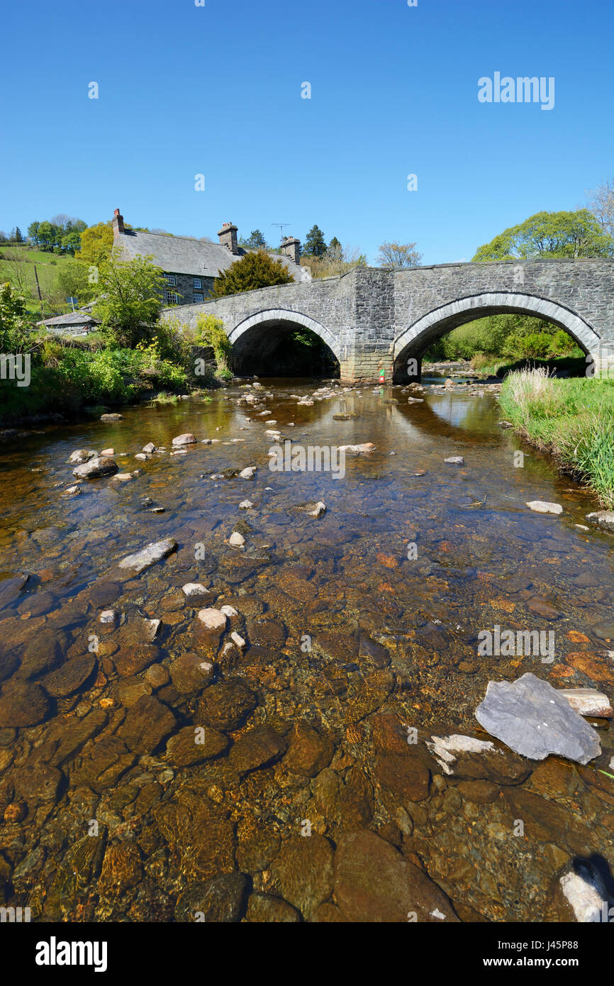 Afon Conwy flowing through the historic village of Ysbyty Ifan in North ...