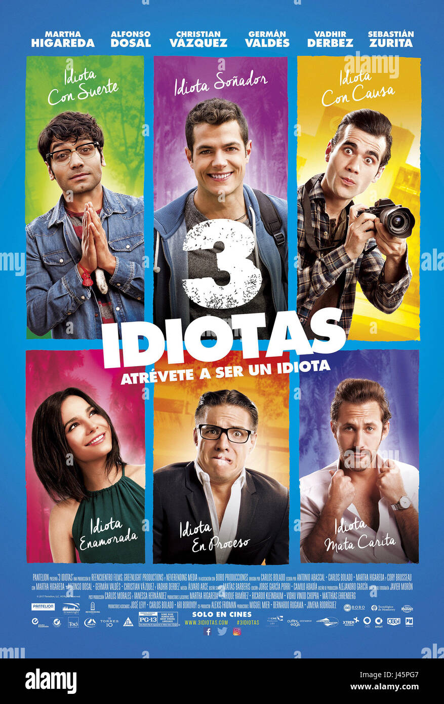 3 IDIOTAS, US poster in Spanish, top from left: Christian Vazquez ...