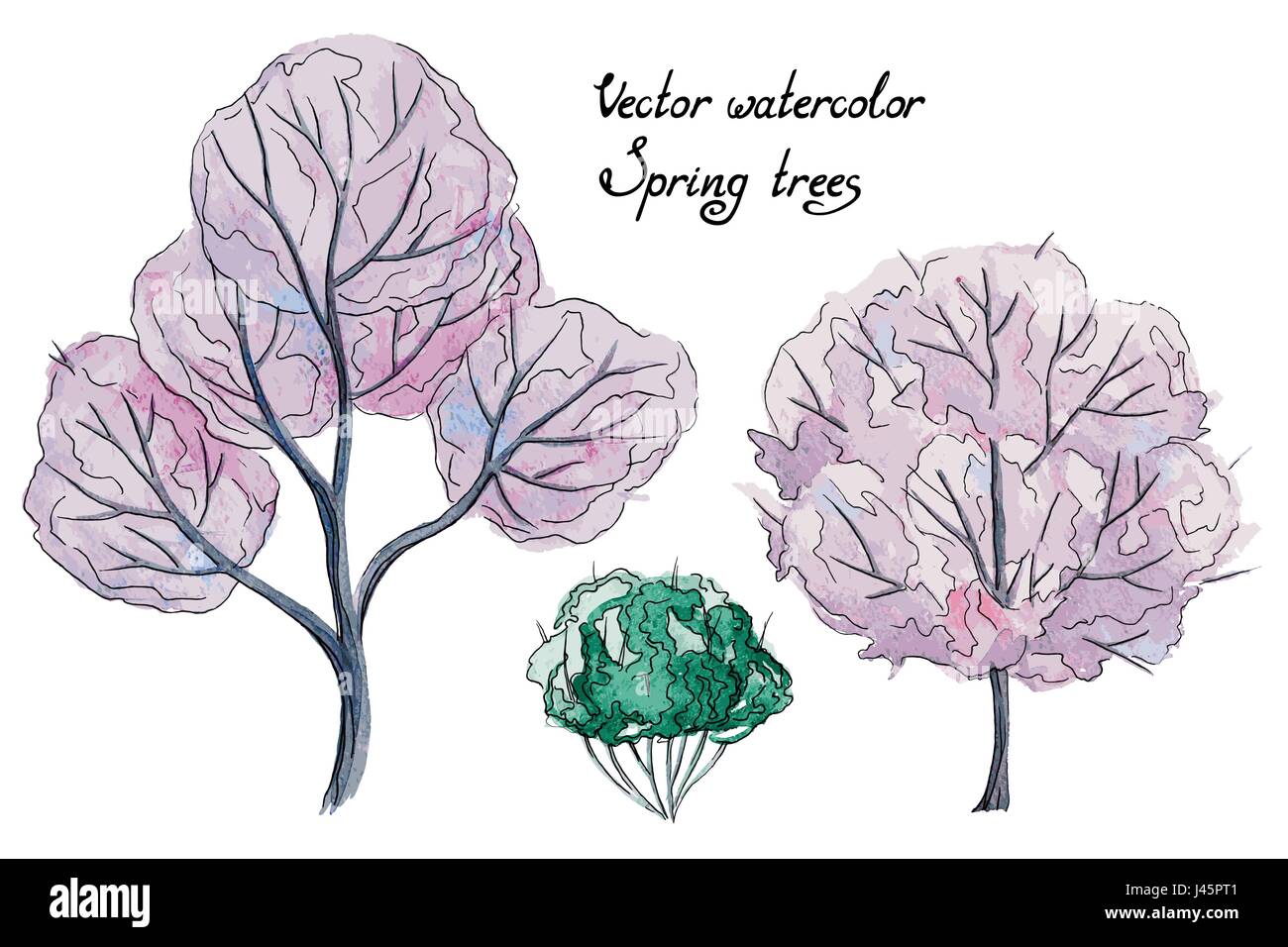 Watercolor spring green background Cut Out Stock Images & Pictures - Alamy