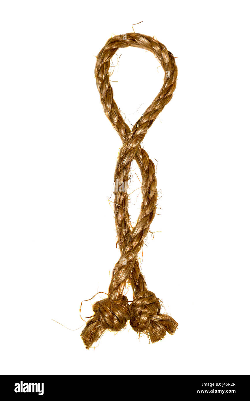 a Collection set of ropes with knot isolated on white background Stock ...