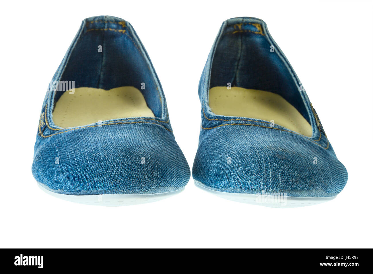 a image of blue jeans women fashion slippers Stock Photo - Alamy