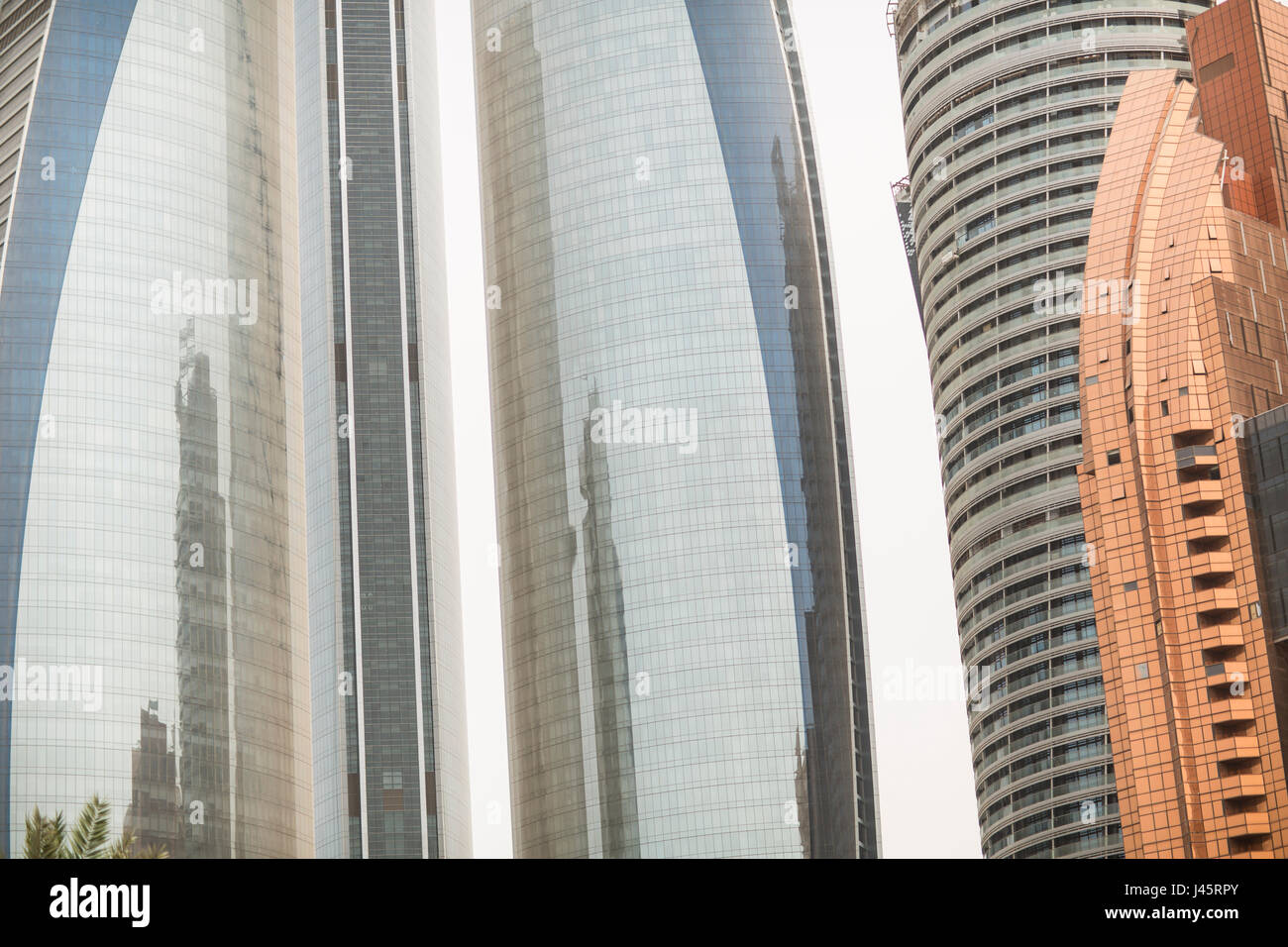 ABU DHABI, UAE - MAY 4, 2015: View at Etihad Towers in Abu Dhabi ...