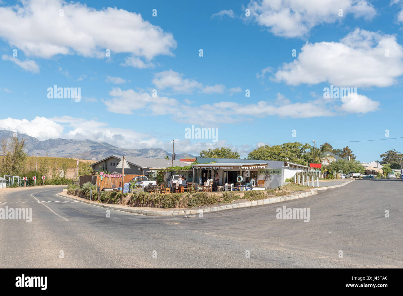 BOTRIVIER, SOUTH AFRICA - MARCH 27, 2017: A street scene in Botrivier ...