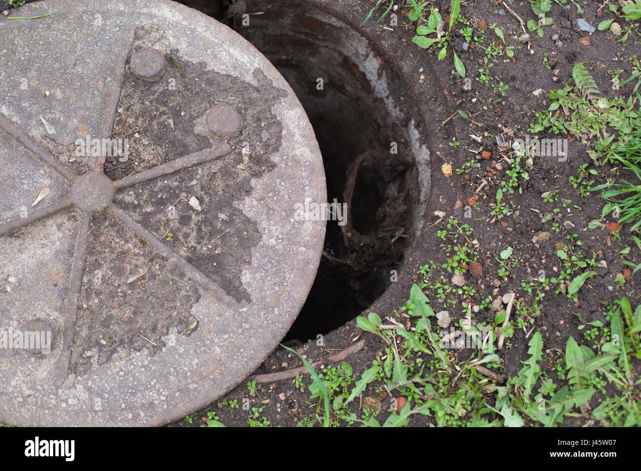 the open sewer hatch Stock Photo - Alamy