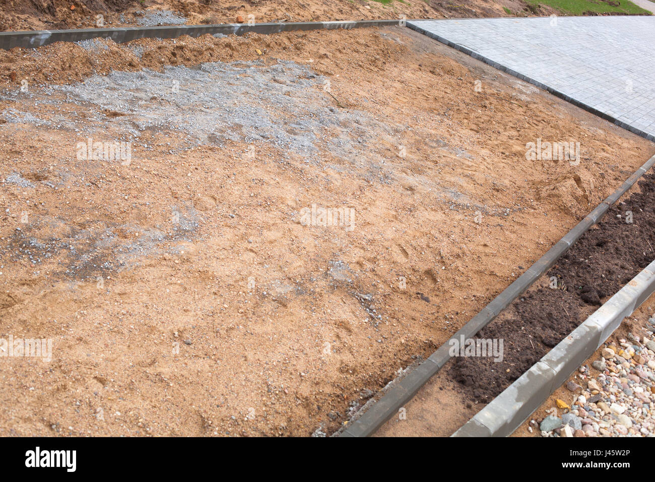 Repair of the footpath Stock Photo - Alamy