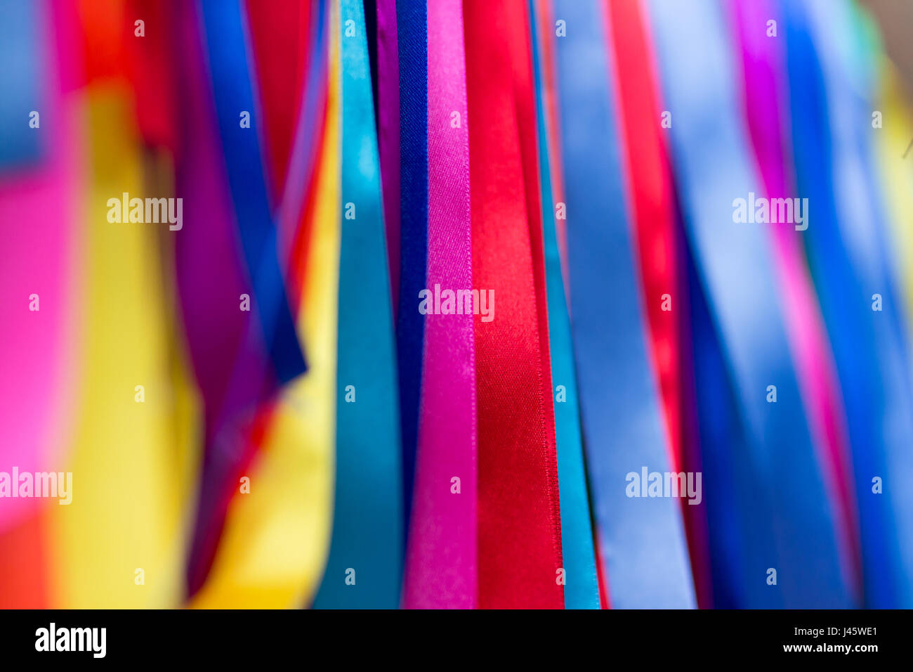 Variety of satin ribbons in different colors and lengths Stock Photo ...