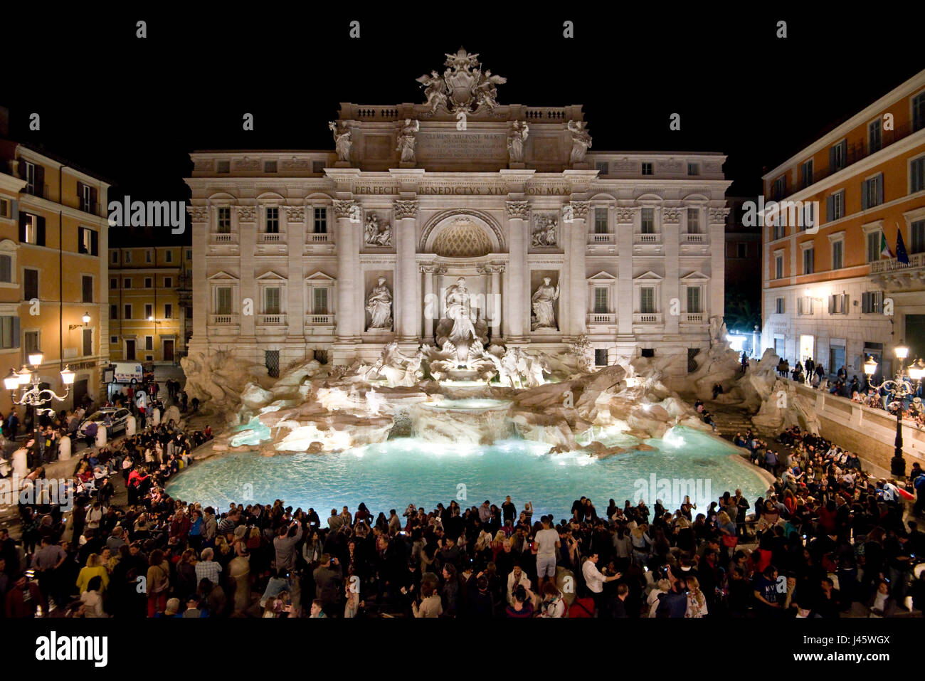 An aerial view of The Trevi Fountain "Fontana di Trevi" in Rome with ...