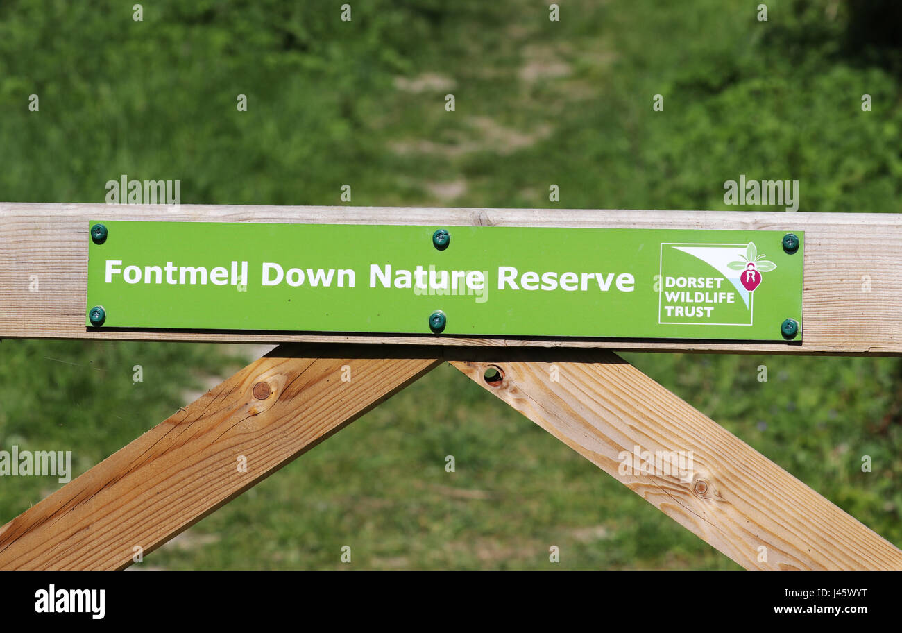 Fontmell Down nature reserve entrance sign Stock Photo - Alamy