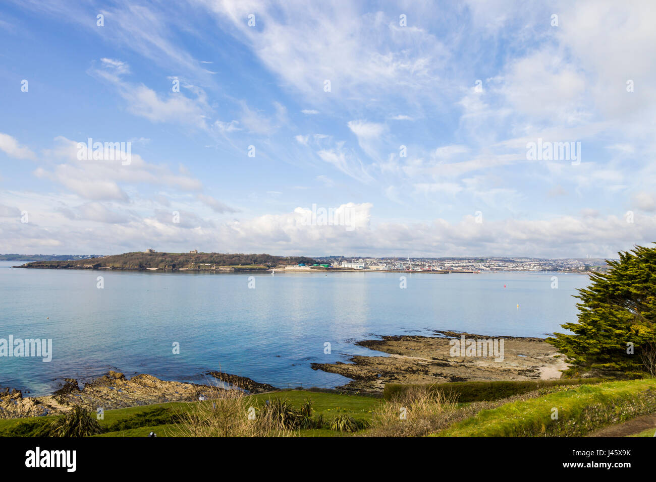 View across the River Fal from St Mawes, Cornwall, England, UK Stock ...