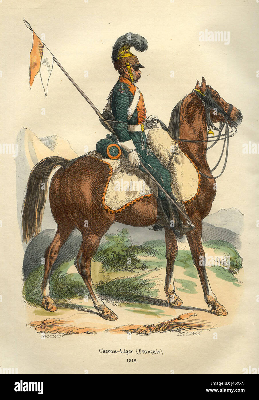 This artwork by Bellange portrays a French lancer from the Napoleonic ...