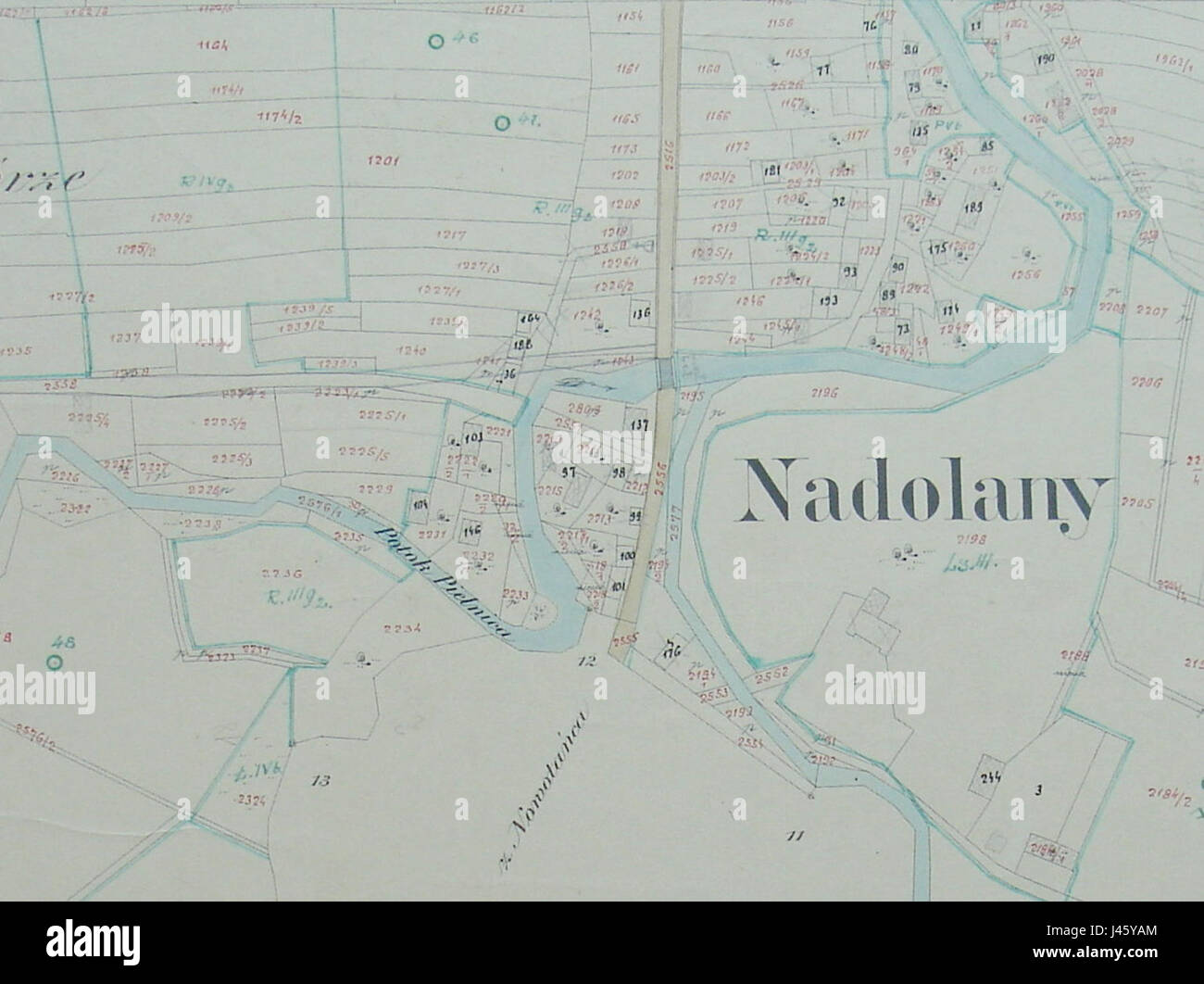 Nadolany (Nowoatniec) mapa katastralna (1852 Stock Photo - Alamy