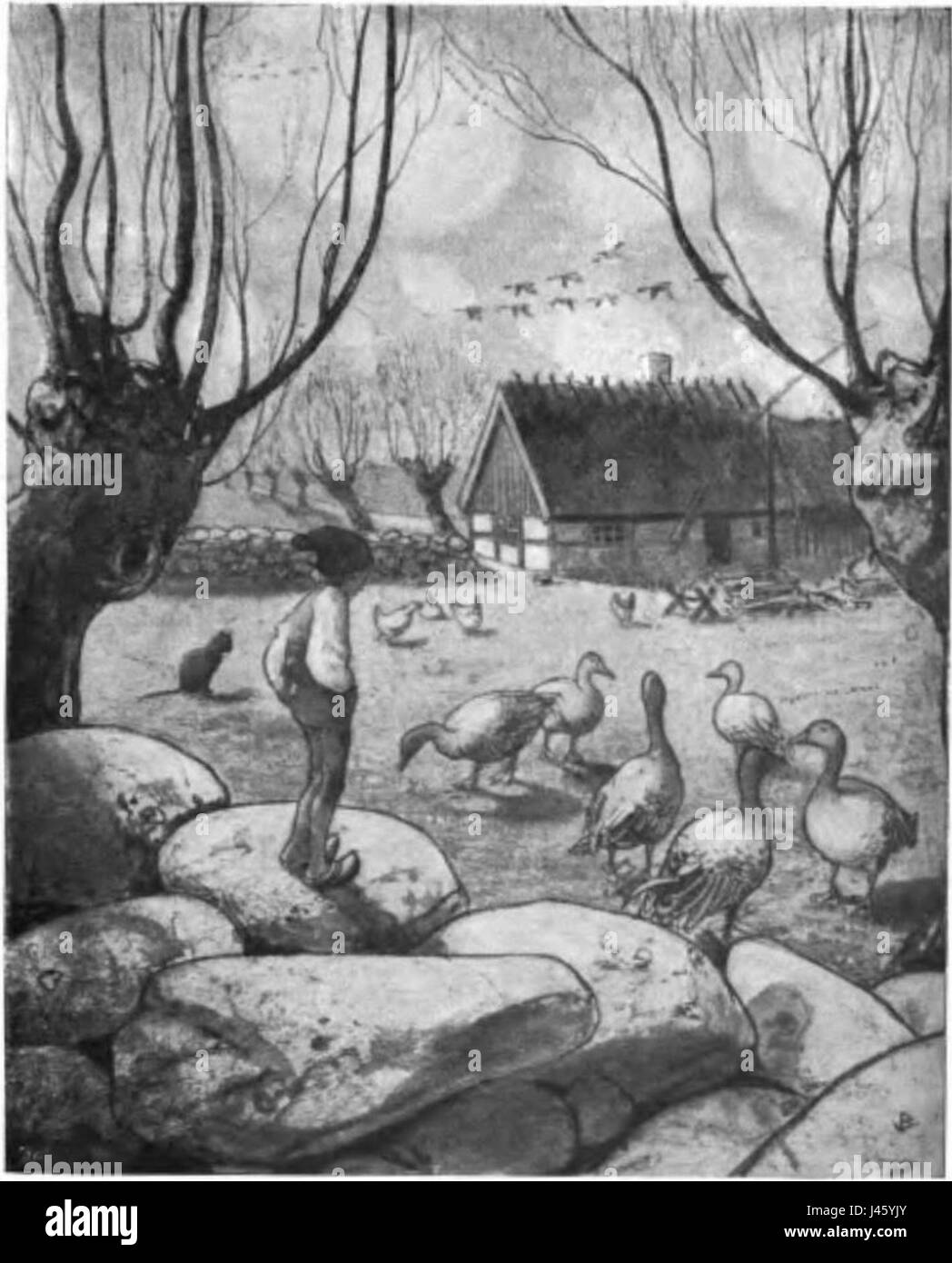 This illustration from 'Nils Holgersson' (Band 1) by Selma LagerlÃ¶f ...