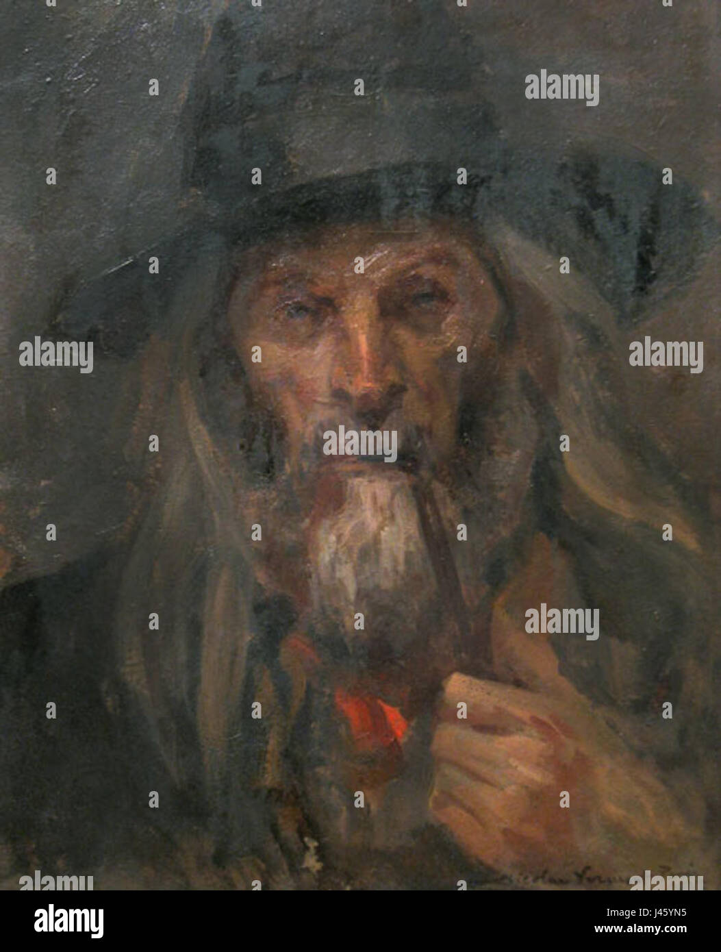 Nicolae Vermont Batran cu pipa Stock Photo - Alamy