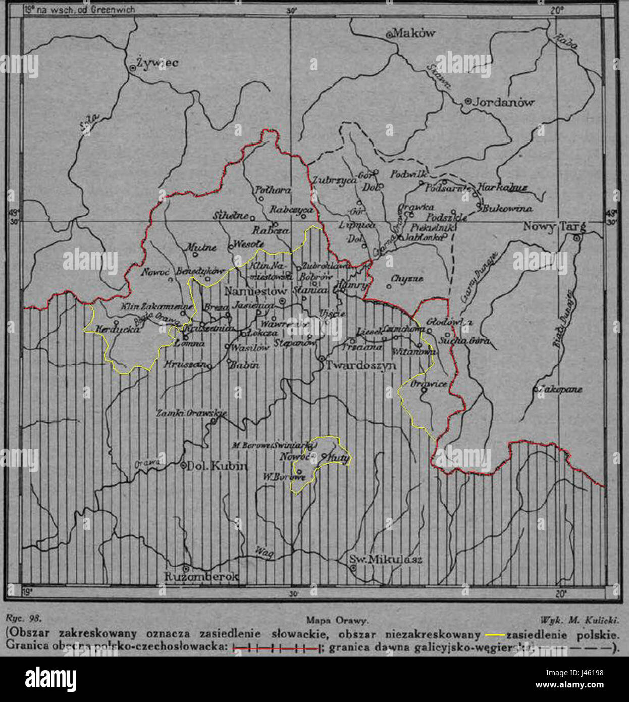 The Orawa nationality map from 1931, Ziemia nr10, highlights the ethnic ...