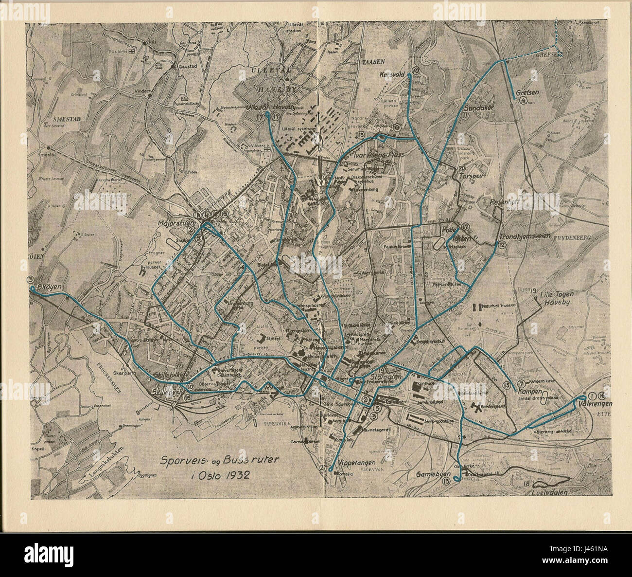 The Oslo trikkenett map from 1932 provides a detailed representation of ...