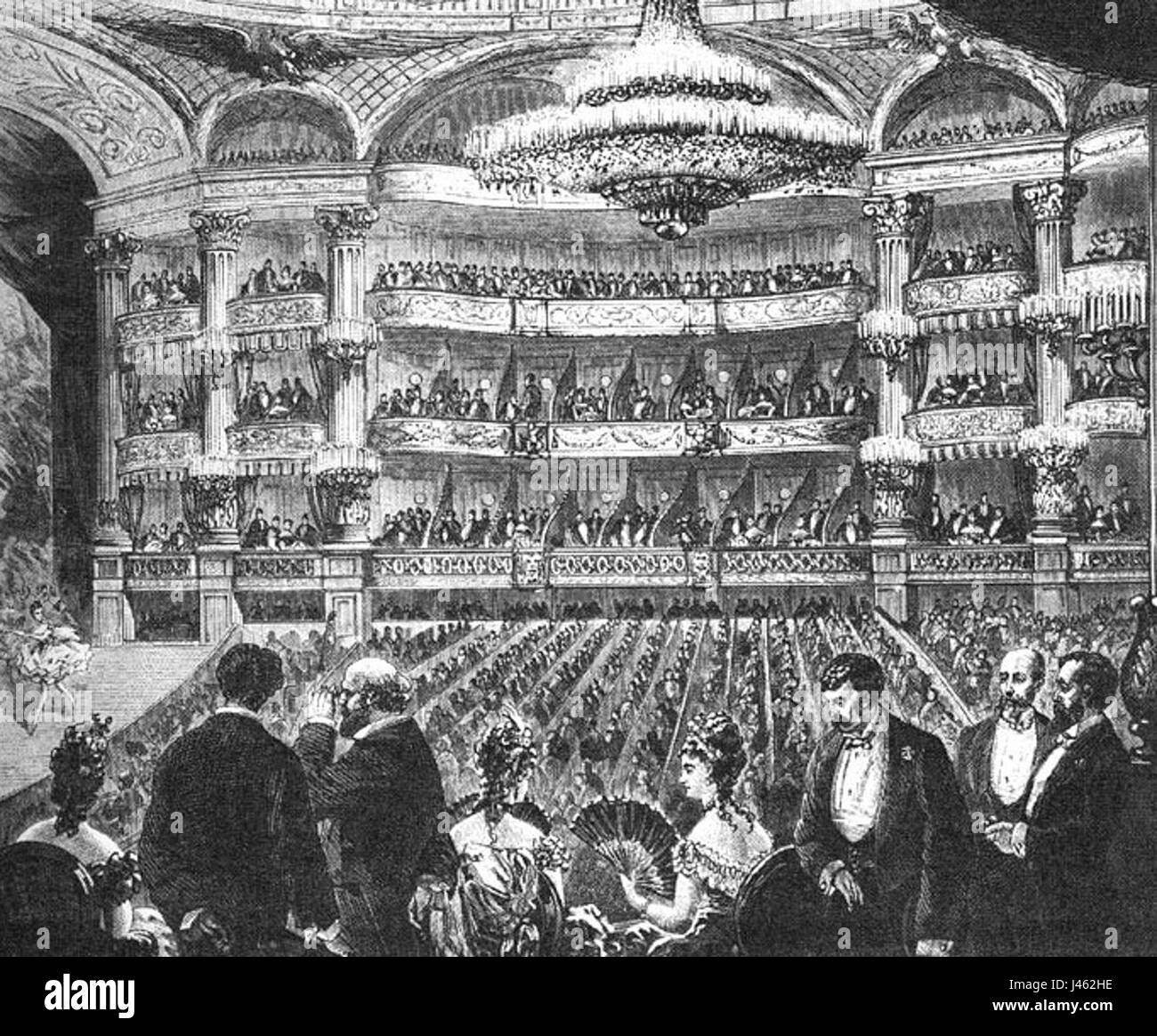 A historical image of the Paris Opera from around 1860, showcasing the ...