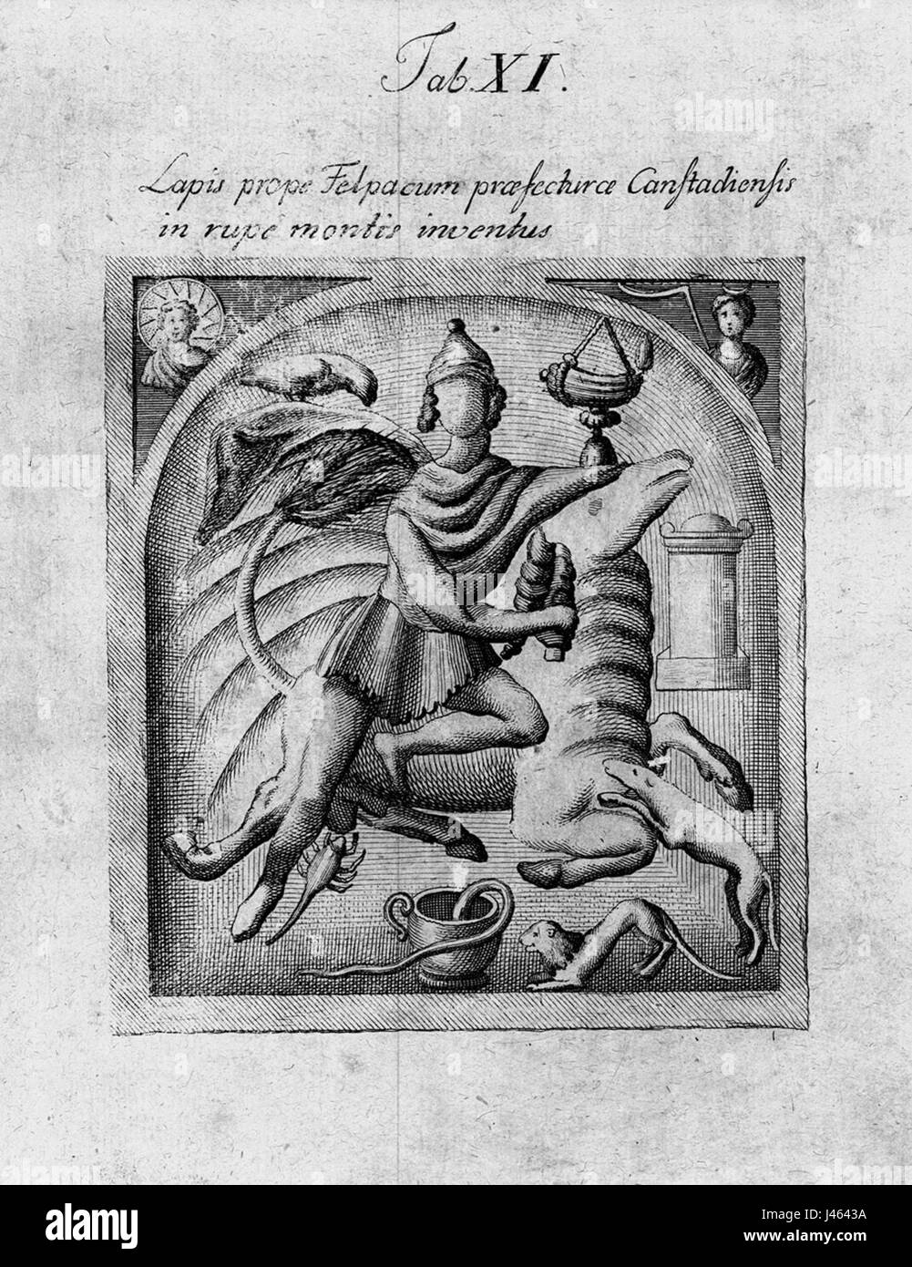 The Mithras Stein (Mithras Stone) in Fellbach, Germany, dated 1764 ...